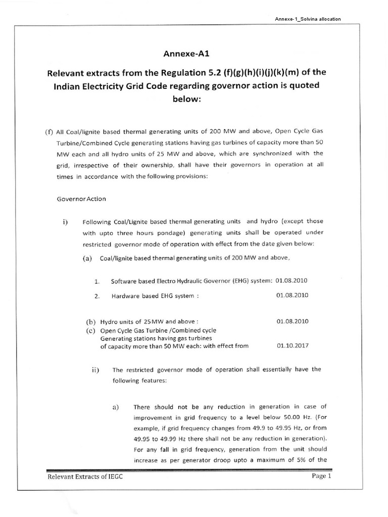 IEGC Regulation 5.2 - Relevant Extracts | PDF