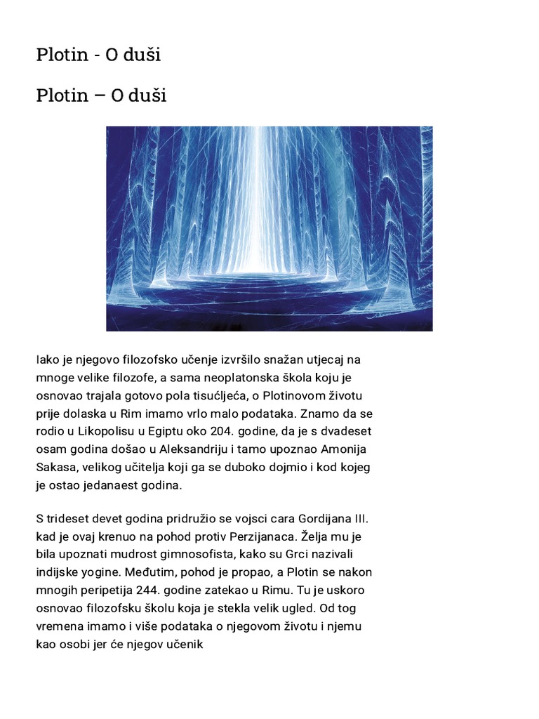 Plotin o Duši | PDF