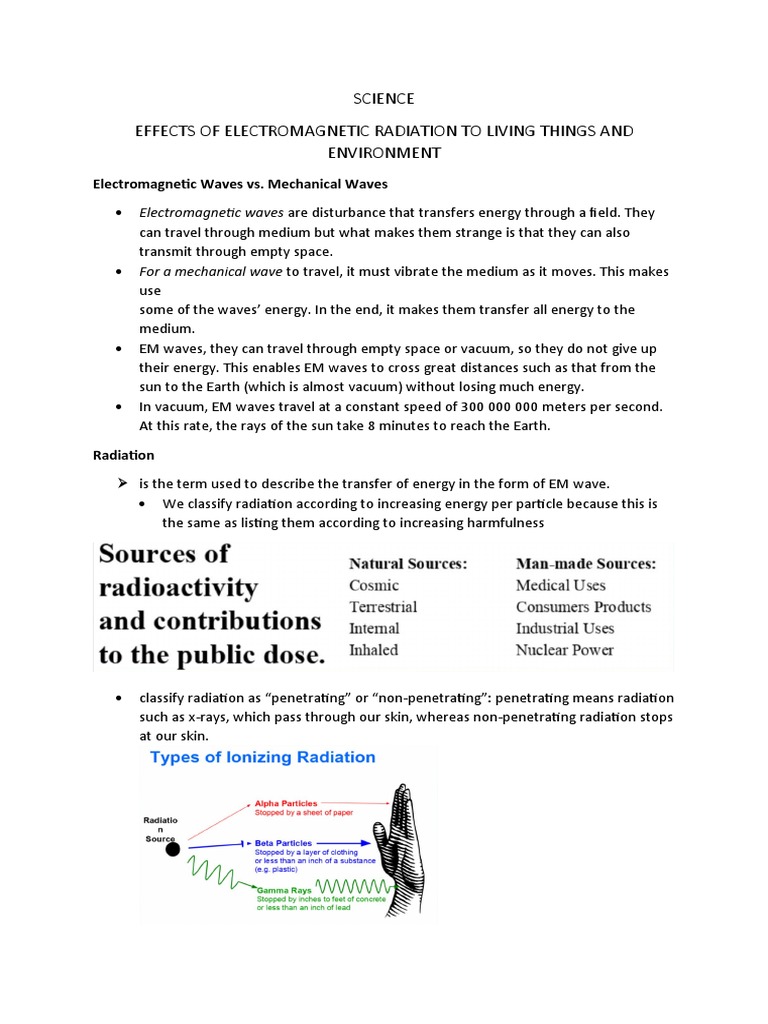 Effects of Electromagnetic Radiation To Living Things and Environment ...