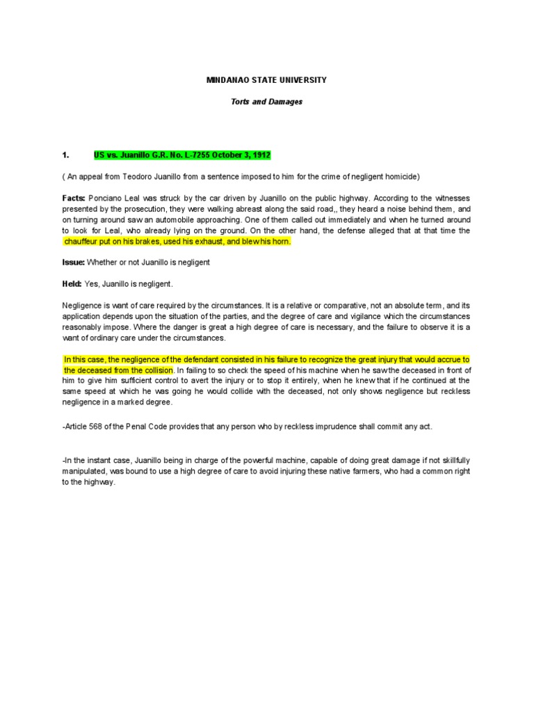 Case Digest | PDF | Negligence | Legal Liability