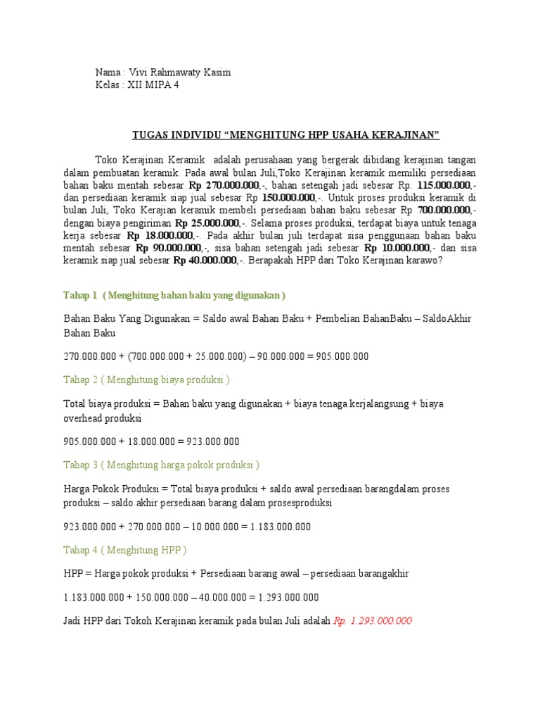 KD 3.3 Menghitung HPP Usaha Kerajinan | PDF | Seni | Teknologi & Rekayasa