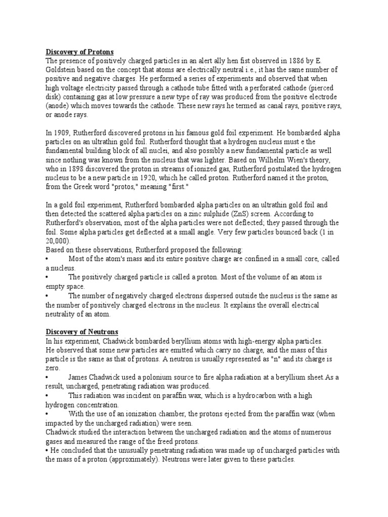 Discovery of Protons | PDF | Proton | Radiation