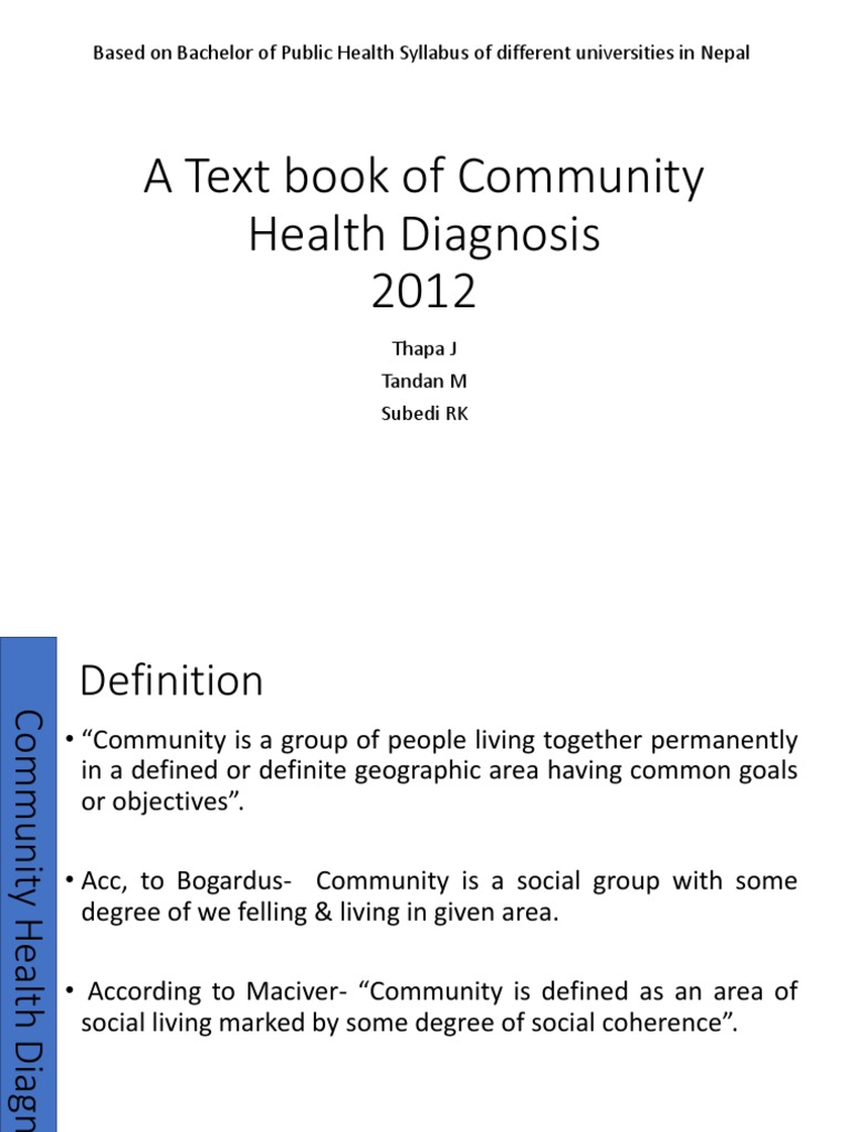A Text Book of Community Health Diagnosis (PDFDrive) | PDF | Focus ...