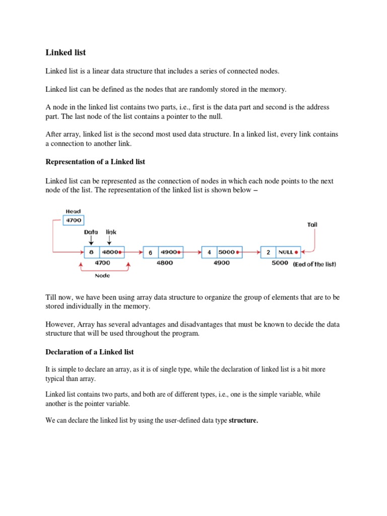 Linked List | PDF | Pointer (Computer Programming) | Array Data Structure