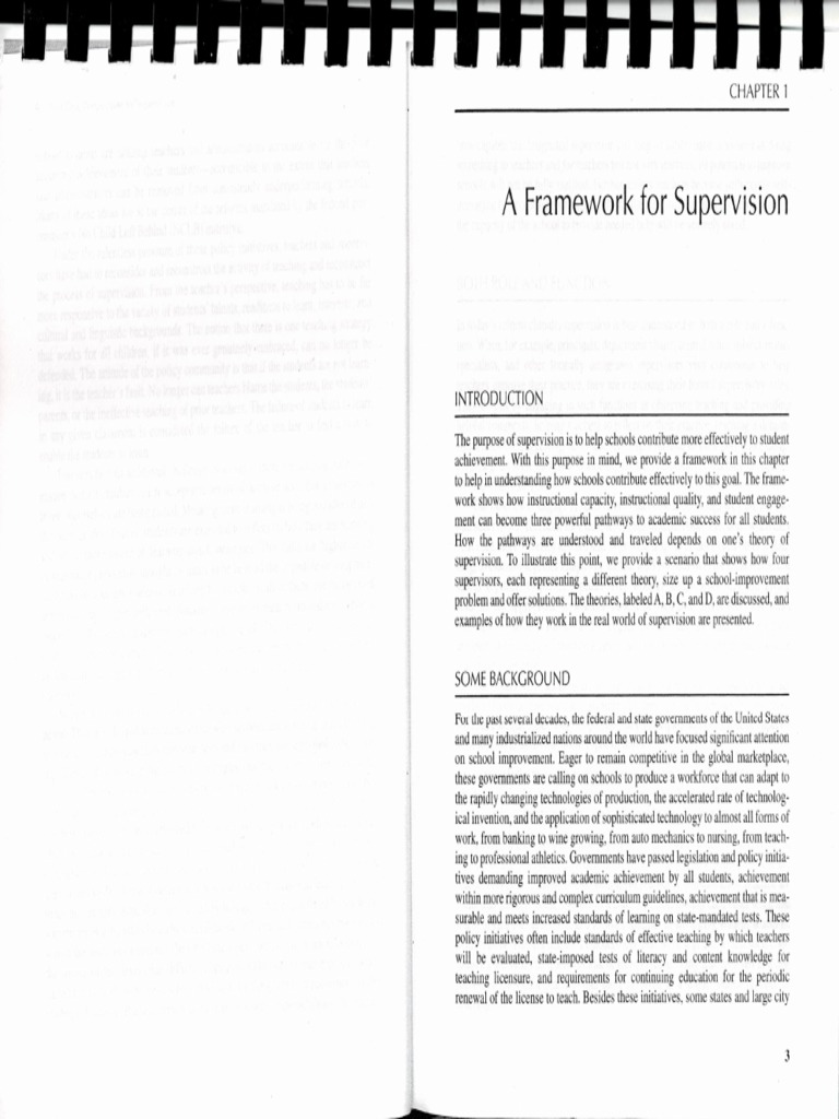Chapter 1 A Framework For Supervision (Starratt Sergiovanni) | PDF