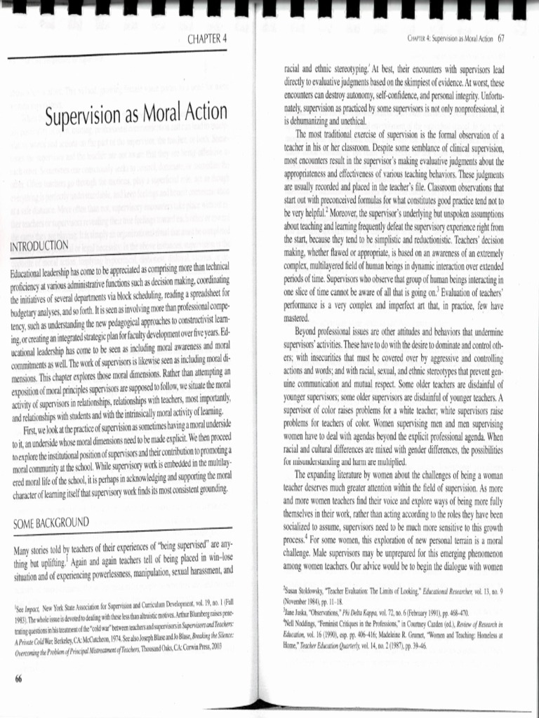 Chapter 4 Supervision As A Moral Action (Starrat Sergiovanni) | PDF