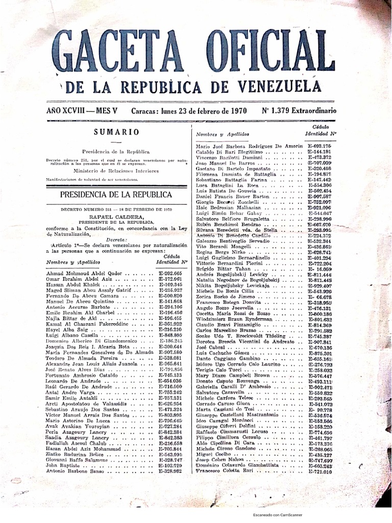 Gaceta Oficial 1970 Nacionalizacion | PDF