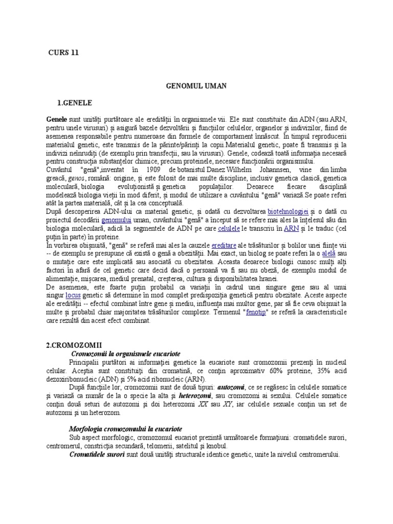 Embriologie Curs 11-Genom - Cromoz.cod - Gen Si Det - Gr.sg. | PDF