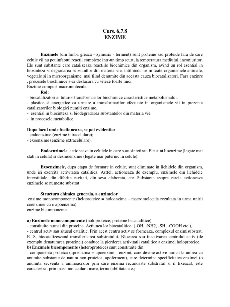 Curs 6,7 Si 8 Bioch - Enzime Si Hormoni | PDF