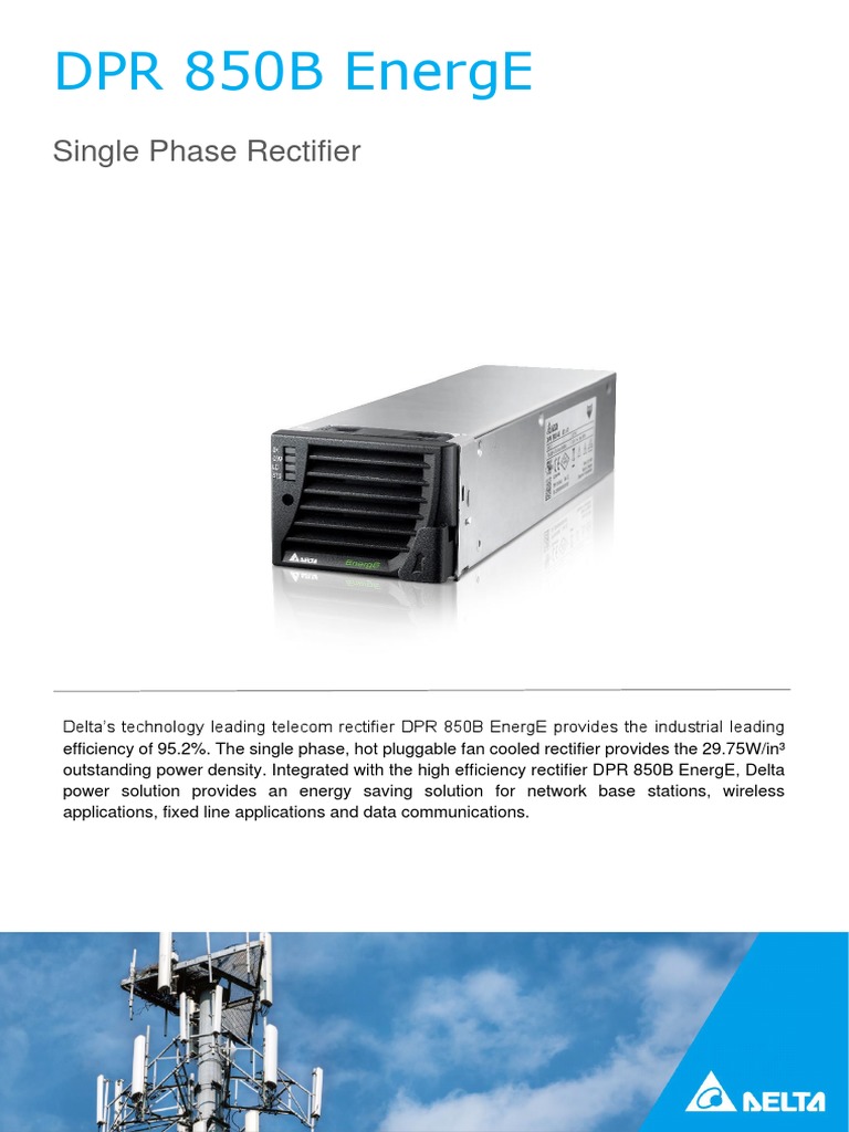 Delta DPR 850B EnergE Rectifier Overview | PDF | Rectifier | Electric Power