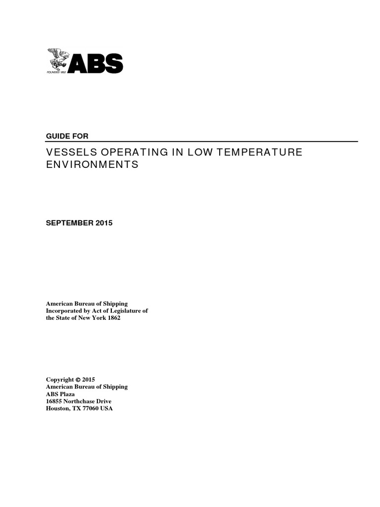 ABS Vessels Operating in Very Low Temperatures Guide | PDF ...