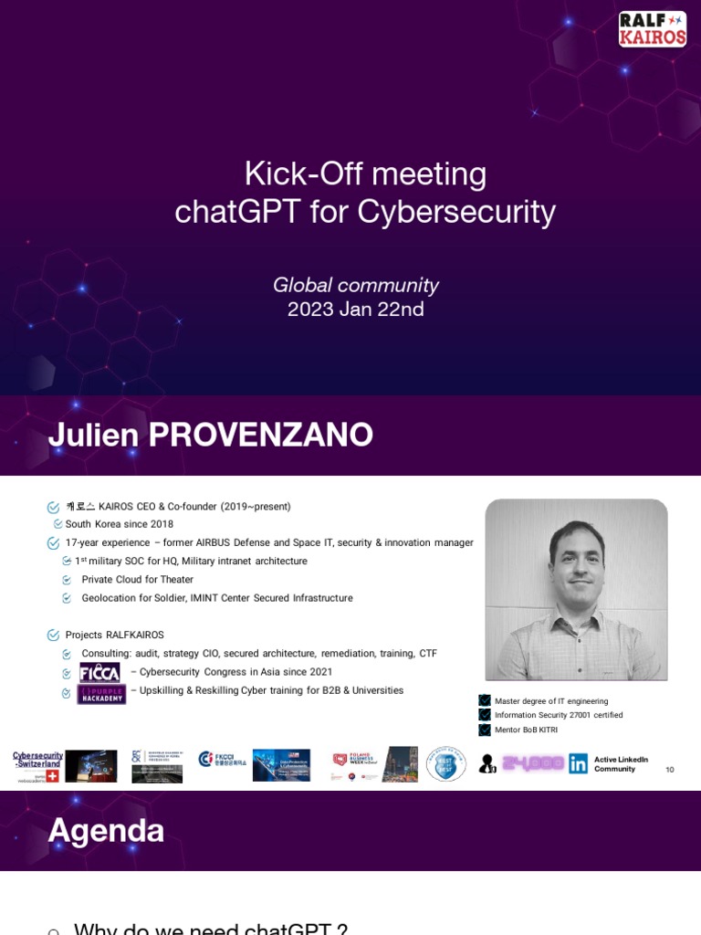 Kick-Off Meeting chatGPT For Cybersecurity - Session 1 | PDF | Security | Computer Security