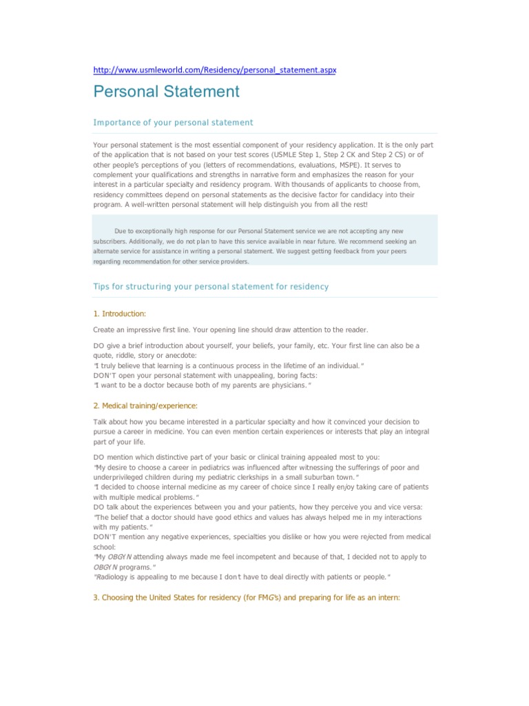 Writing A Personal Statement | PDF