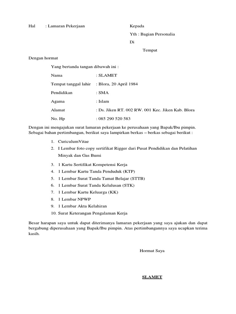 CV Slamet Terbaru | PDF