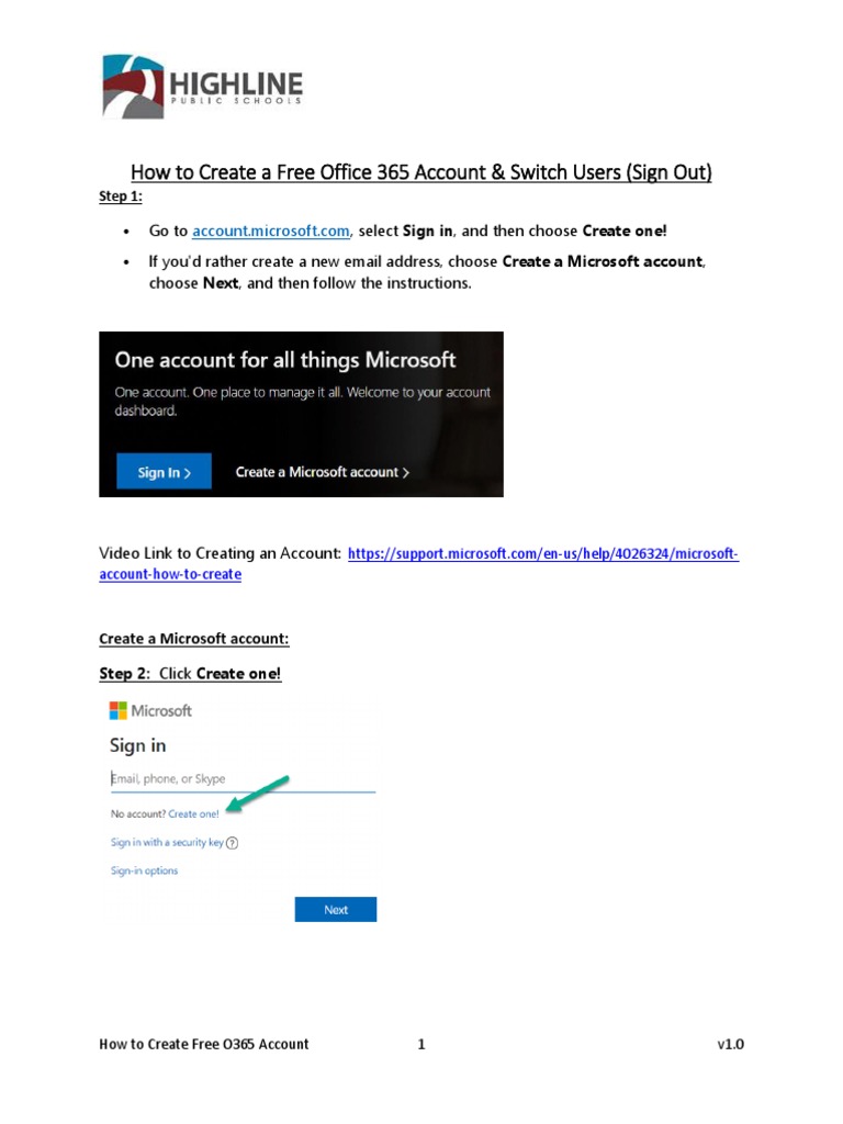 How To Create A Free Office 365 Account Switch Users | PDF