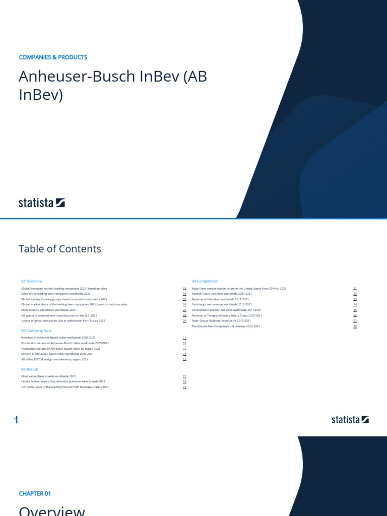 Study - Id21564 - Anheuser Busch Inbev Ab Inbev Statista Dossier | PDF | Brewery | Budweiser