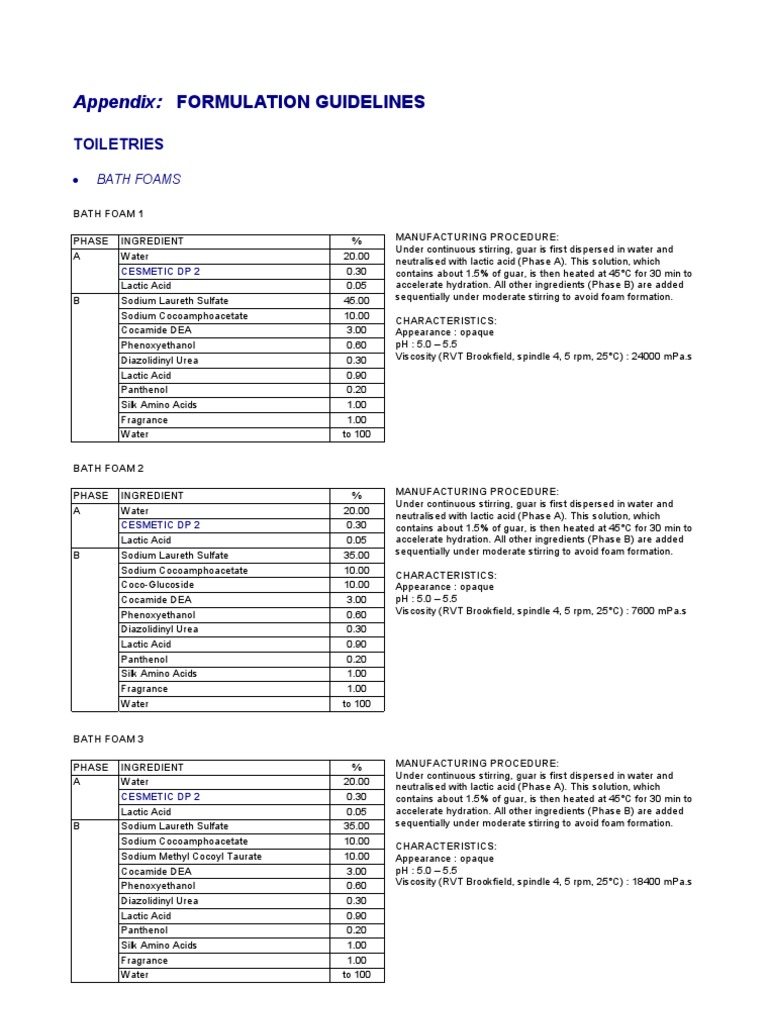 Formulation Guidelines | PDF | Sodium Hydroxide | Shampoo