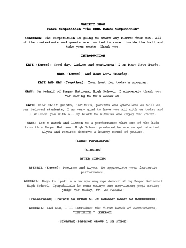 SCRIPT FOR VARIETY SHOW (PerDev) | PDF