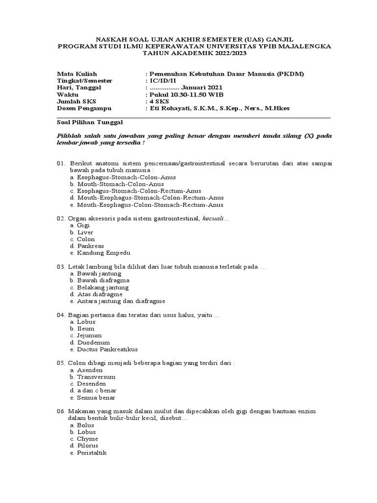 Bank Soal PKDM Ic & Id (Uas 2022-2023) | PDF