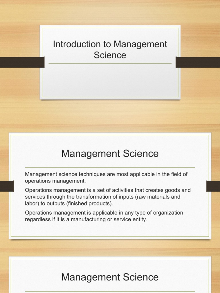 Introduction To Management Science - Operations Management | PDF ...