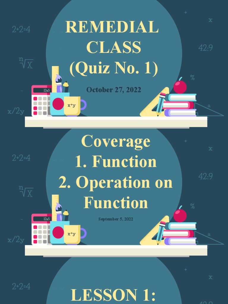 Remedial Quiz No.1 | PDF | Function (Mathematics) | Equations