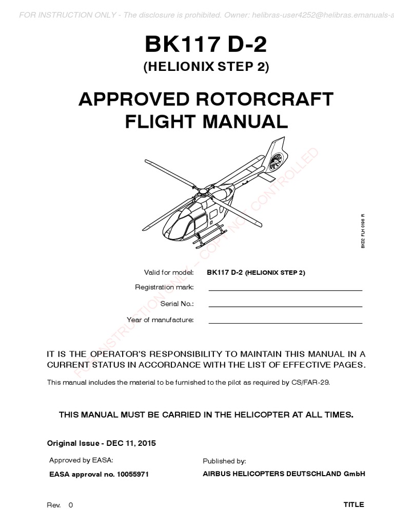 Approved Rotorcraft Flight Manual: (Helionix Step 2) | PDF | Aircraft ...