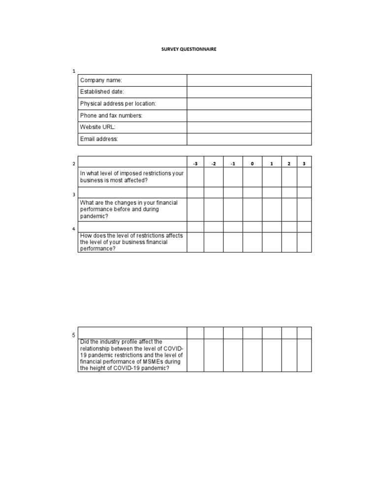 Survey Questionnaire | PDF