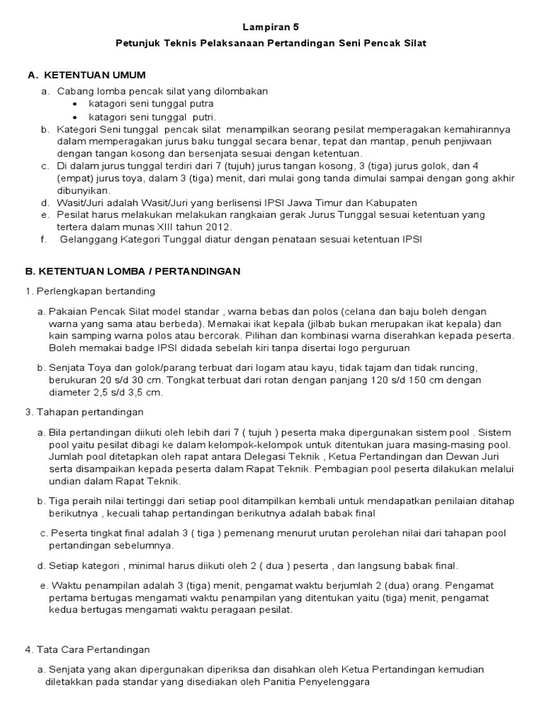 Juknis Pencak Silat | PDF