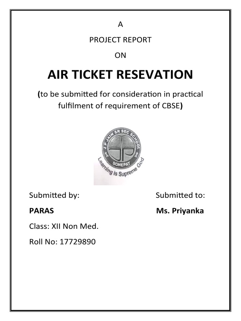 Air Ticket Reservation | PDF | Databases | Software Engineering