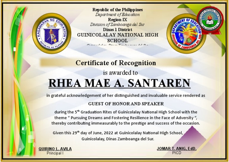 Guest Speaker Recognition Certificate | PDF