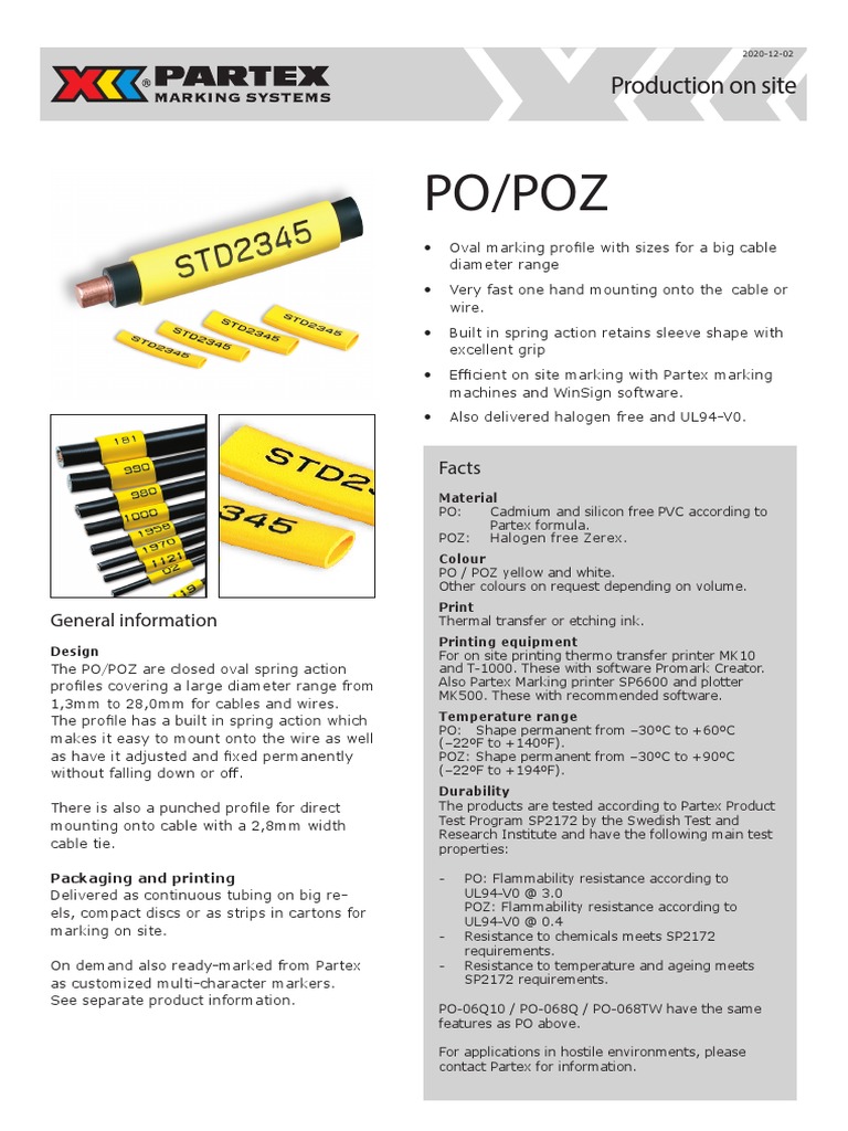 Datasheet PO | PDF | Materials | Industrial Processes