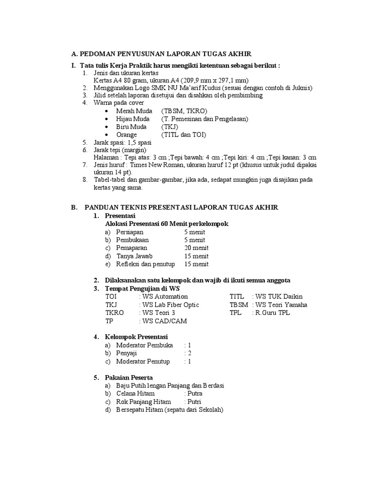 Contoh Laporan Tugas Akhir 2022 | PDF