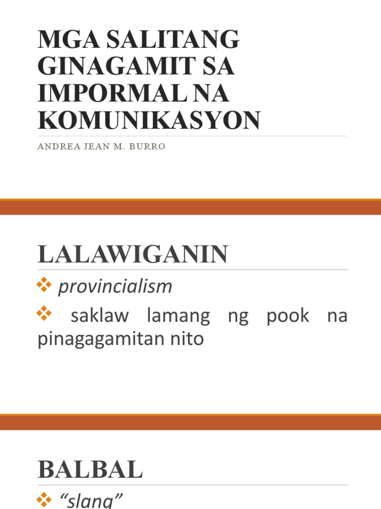 G8 3RD Quarter - L1 Mga Salitang Ginagamit Sa Impormal Na Komunikasyon ...