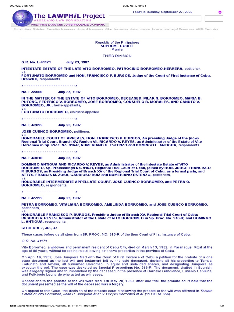 Borromeo-Herrera V Borromeo | PDF | Inheritance | Appeal