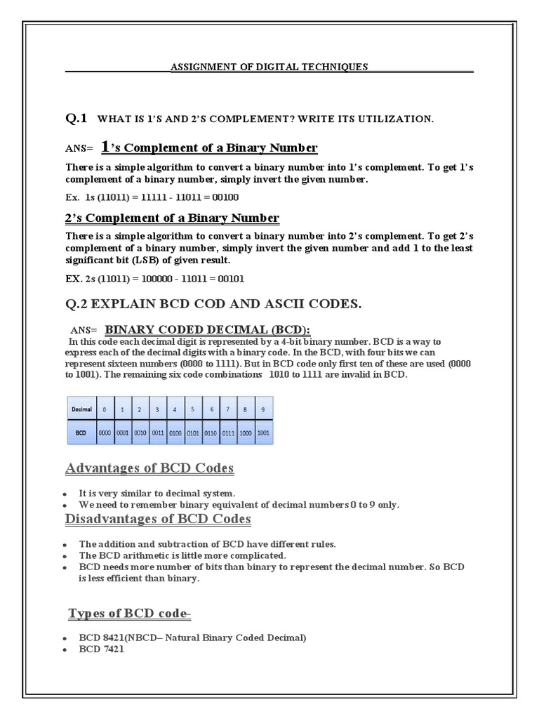 Assignment of Digital Techniques - Docx Prince | PDF | Electronic Circuits | Binary Coded Decimal