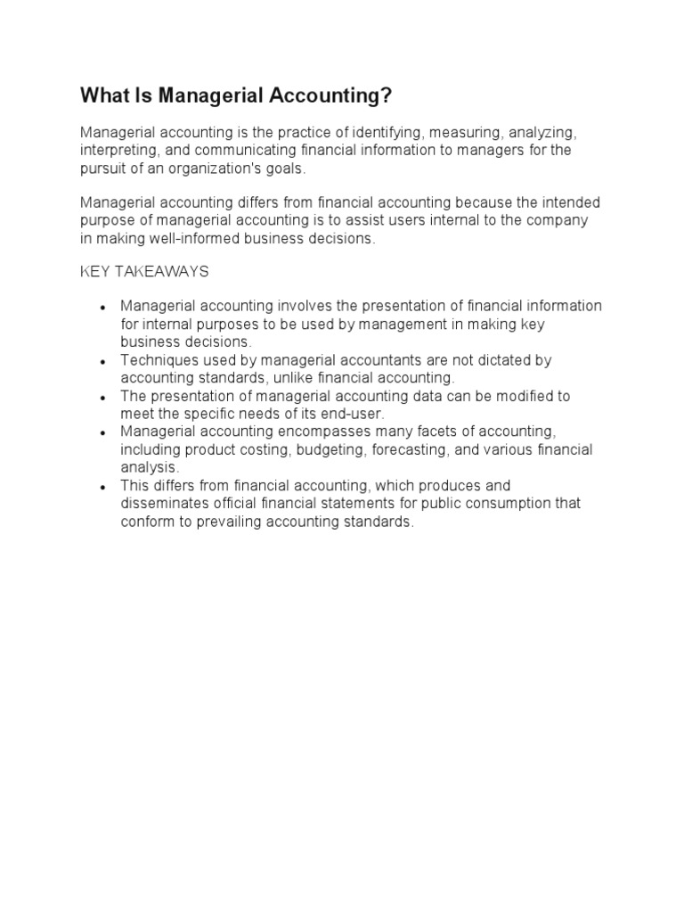 What Is Managerial Accounting? | PDF