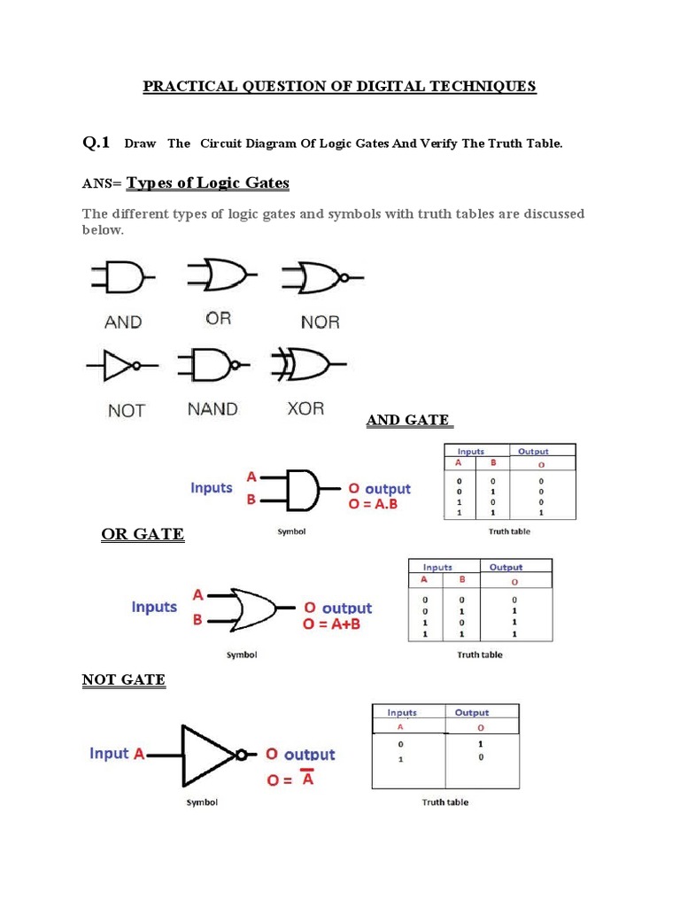 Practical Question of Digital Techniques | PDF | Logic Gate ...