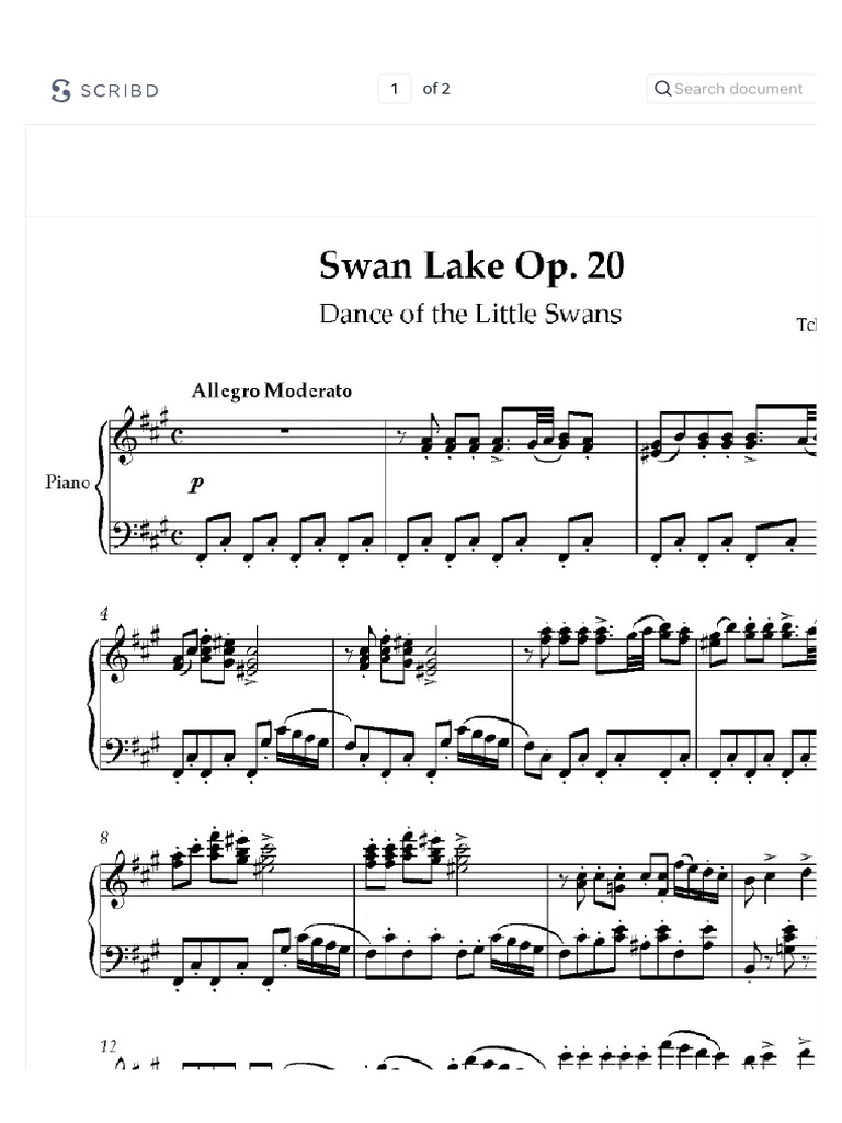 Dance of The Little Swans - PDF - Pyotr Ilyich TC | PDF | Scribd | Pyotr Ilyich Tchaikovsky