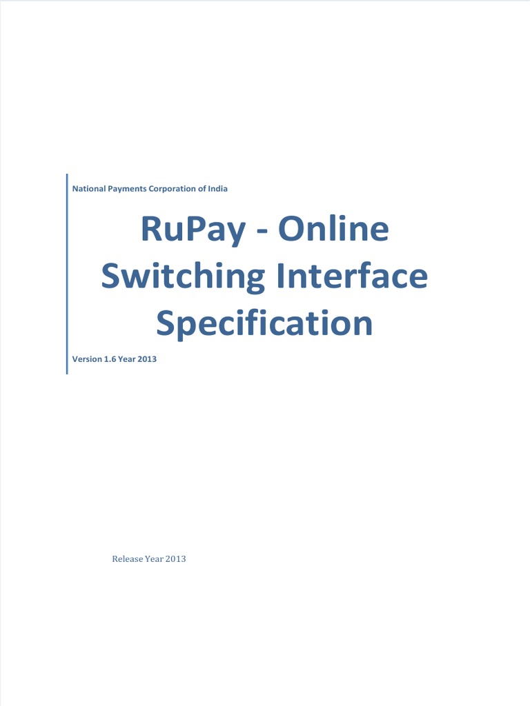 Rupay Online Switching Interface Specification | PDF | Emv | Personal Identification Number