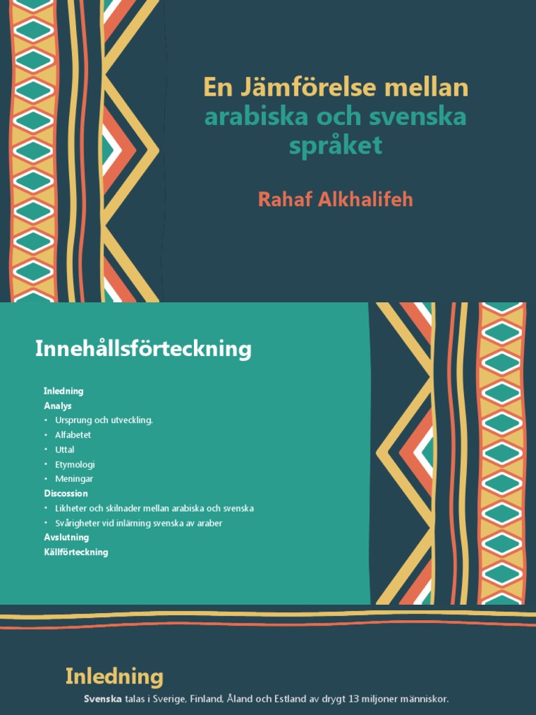En Jämförelse Mellan Arabiska Och Svenska Språket | PDF