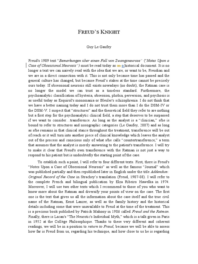 Freud's Ratman Case Analysis | PDF | Sigmund Freud | Jacques Lacan