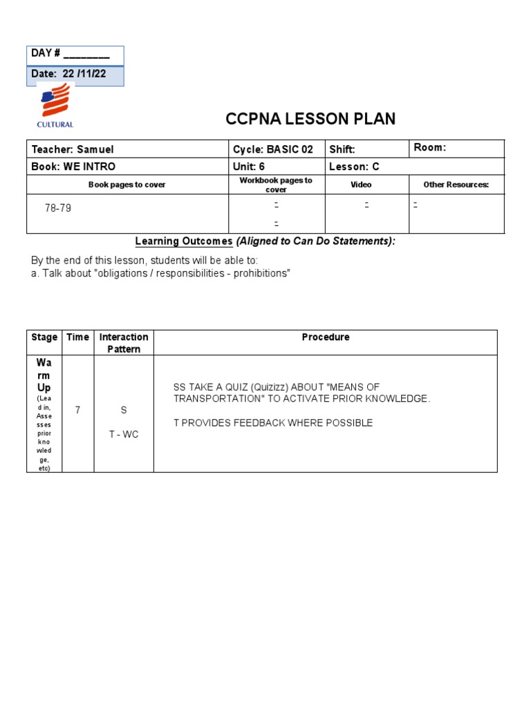 Basic 02 - Unit 6 - Lesson C - Lesson Plan | PDF | Pedagogy | Psychological Concepts