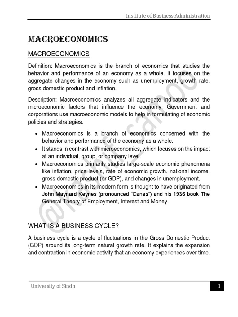 Macroeconomics Pdf Cost Of Living Inflation