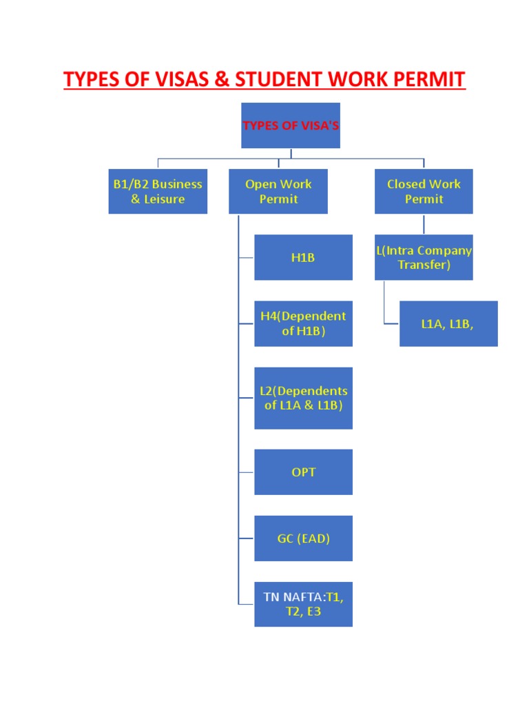 Types of Visas and Student Work Permit | PDF | H 1 B Visa | Travel Visa