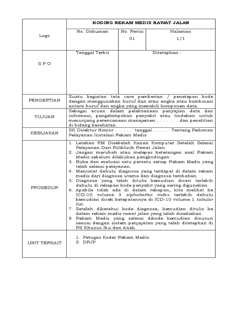 Spo Koding Rekam Medis Rawat Jalan | PDF | Bisnis | Pengelolaan Keuangan & Uang
