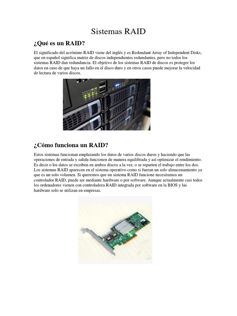 Trabajo de Los Sistemas RAID | PDF | Informática | Edad de información
