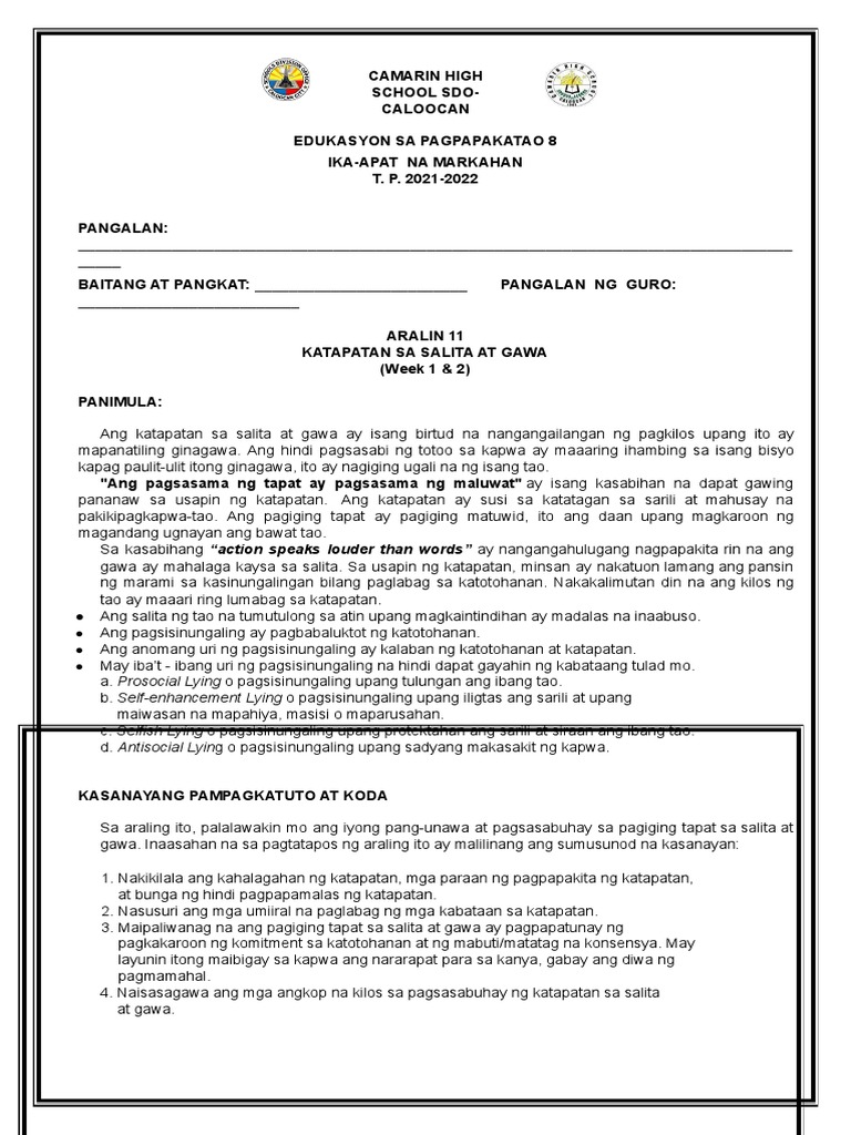 ESP8 LAS Q4 Wk.-12 | PDF