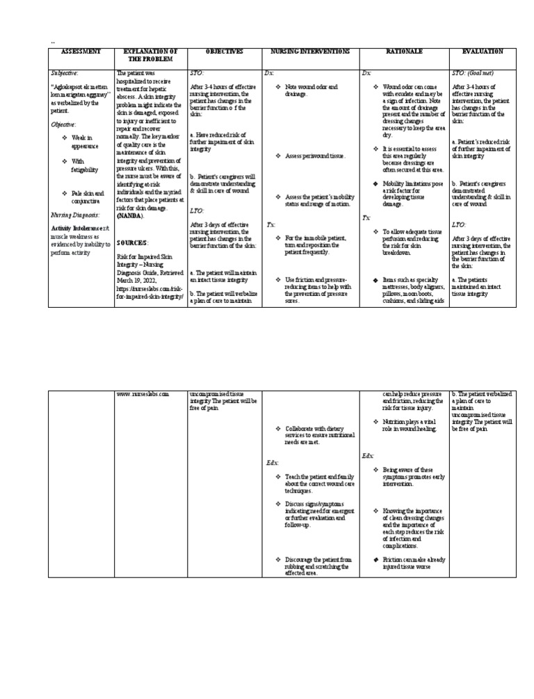 NCP Impaired Skin Intergrity | PDF | Nursing | Wound
