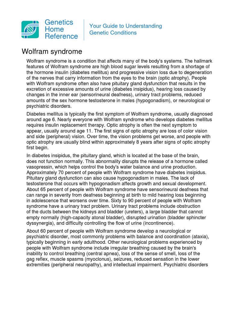 Wolfram Syndrome | PDF | Human Diseases And Disorders | Health Sciences