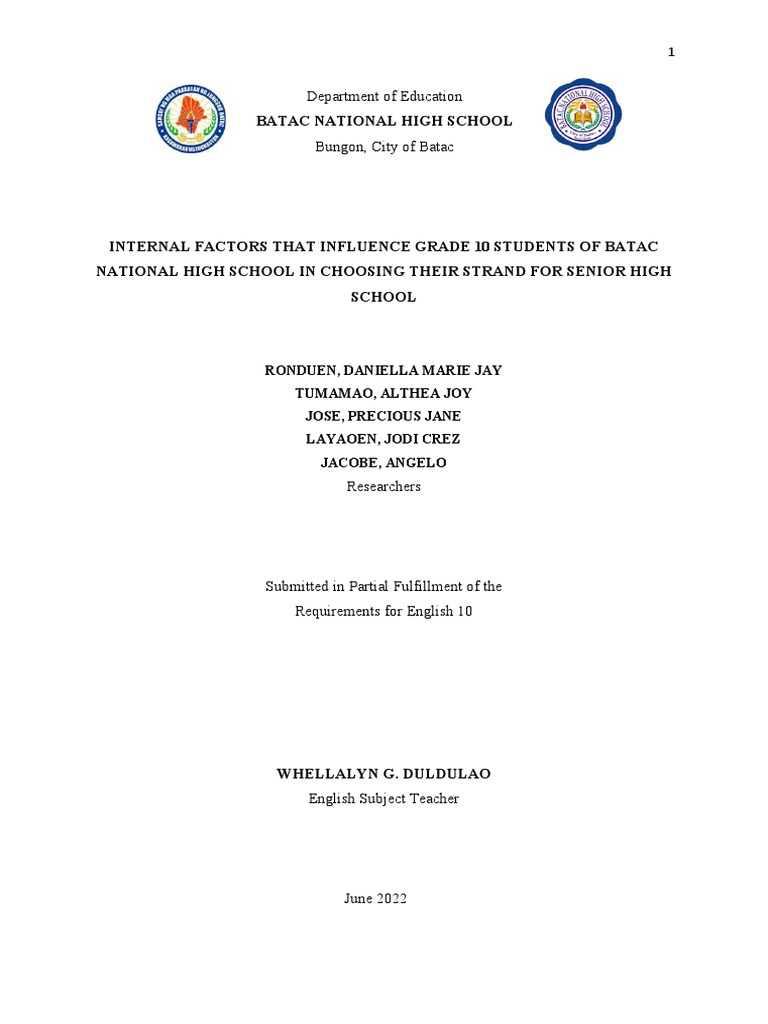 Factors Influencing Strand Choices in SHS | PDF | Curriculum | Attitude ...